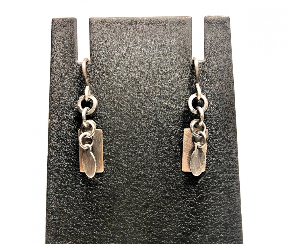 Oxidized Tag Earring #1(Rectangle) | Michele A Friedman