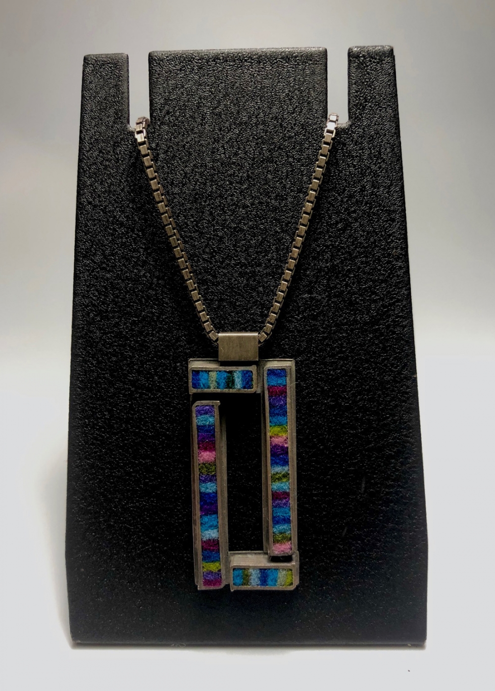 Skinny Rectangle Rectangle Pendant - Cool Palette 20" | Michele A Friedman