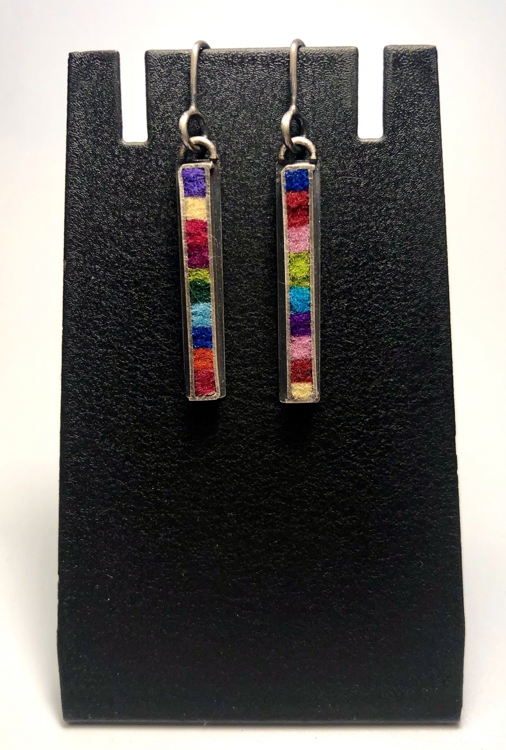 Skinny Rectangle Earrings Small Multicolor Block | Michele A Friedman